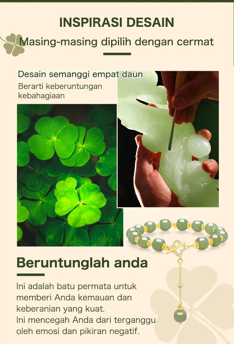 semanggi berdaun empat dan perhiasan batu giok Tian