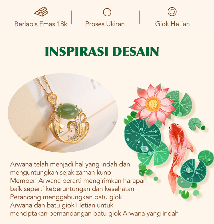 Gold Inlaid Jade Arowana Jewelry