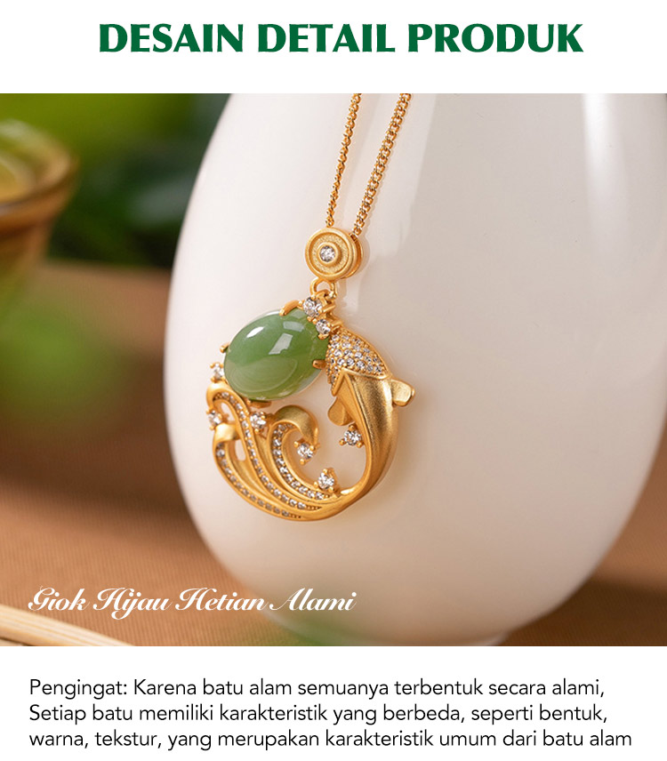 Gold Inlaid Jade Arowana Jewelry
