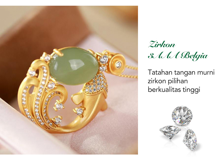 Gold Inlaid Jade Arowana Jewelry